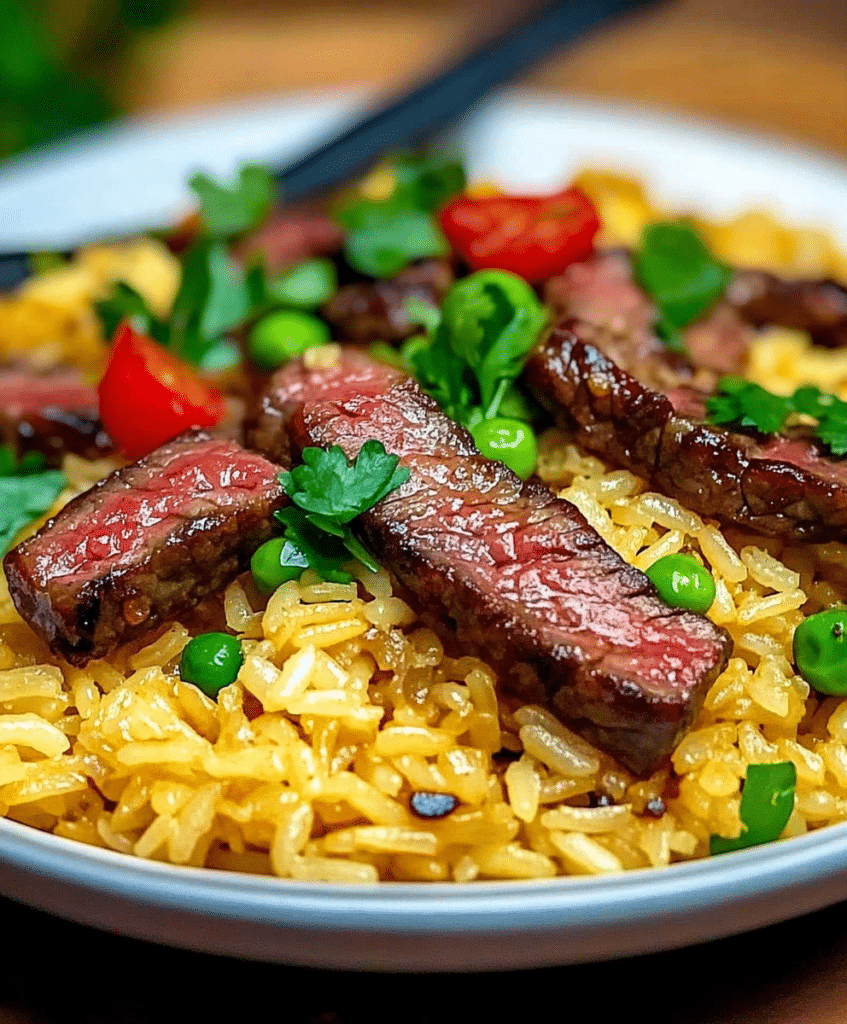 Garlic Butter Steak Fried Rice Recipe - janayum.com