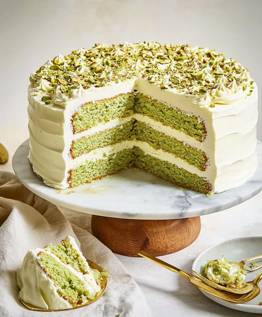 Pistachio Cream Cake Recipe - janayum.com